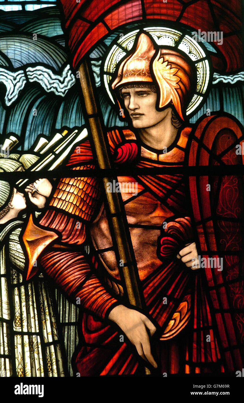 Detail from the 'Joshua'. One of the complete set of 14 stained glass ...