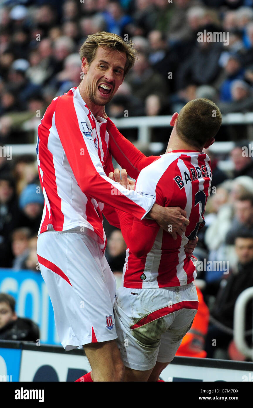 Stoke City's Peter Crouch celebrates scoring their first goal of the ...