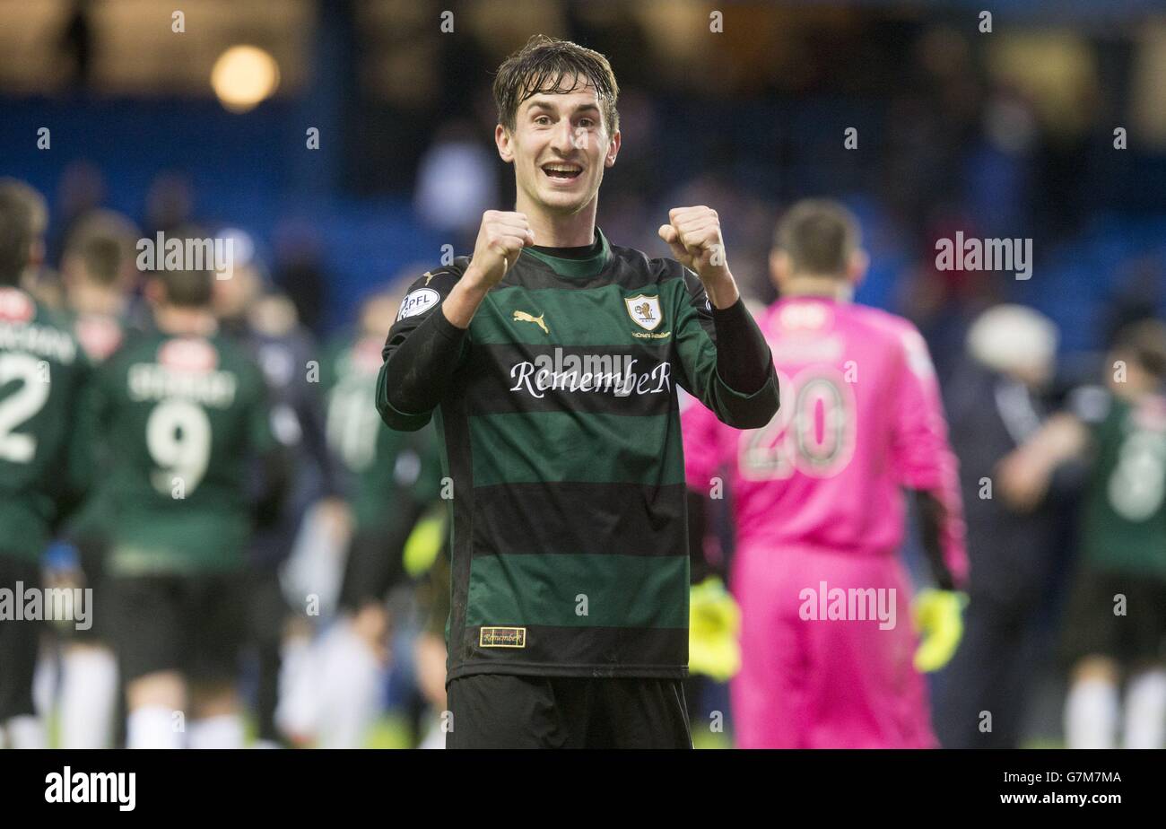 Raith Rovers' Kevin Moon celebrates at the final whistle during the ...