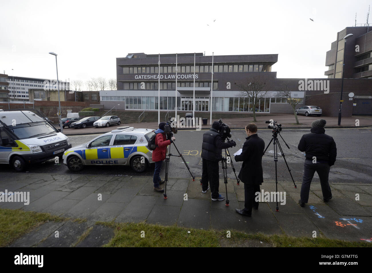 Media wait outside gateshead magistrates court where richard gatiss hi ...