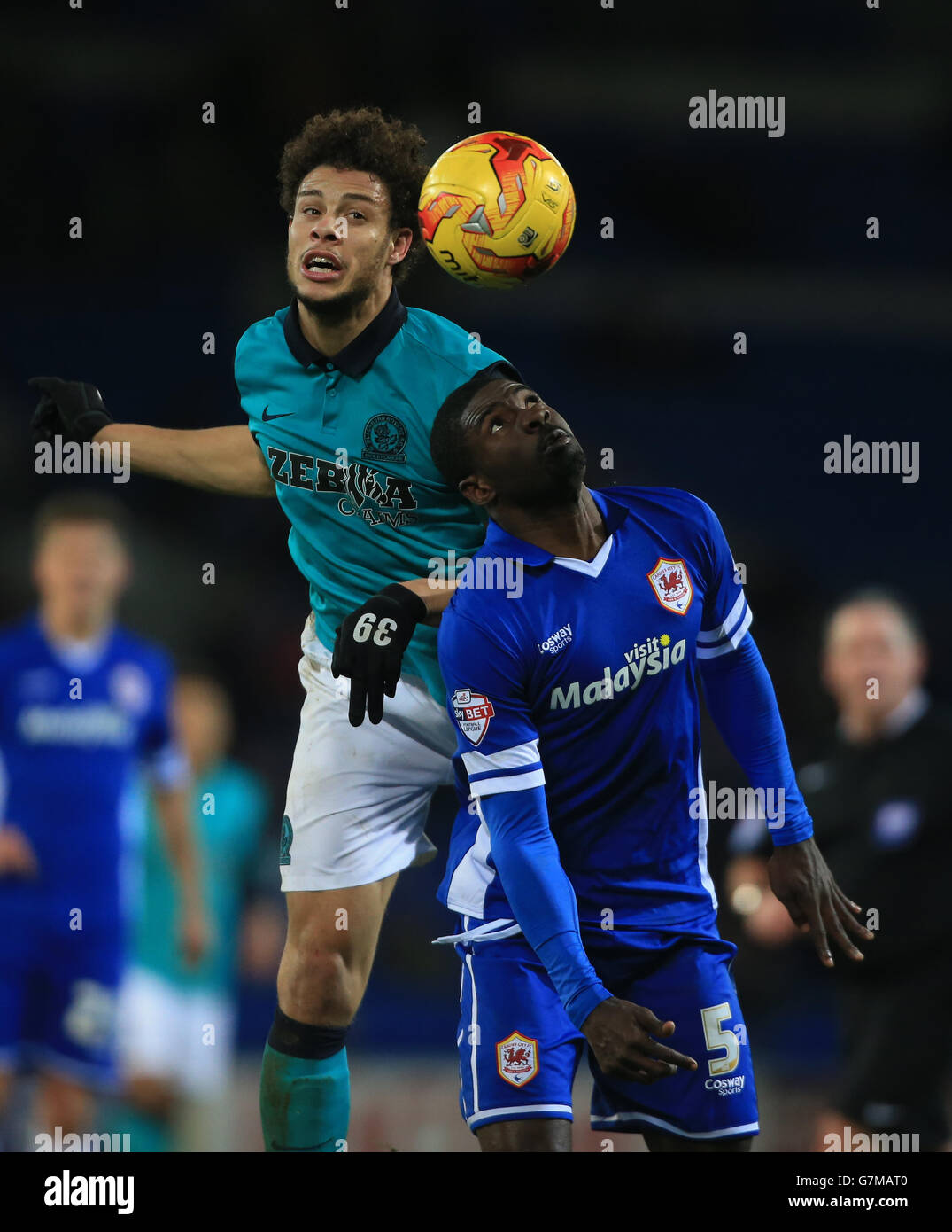Blackburn Rovers' Rudy Gestede outjumps Cardiff City's Bruno Ecuele ...