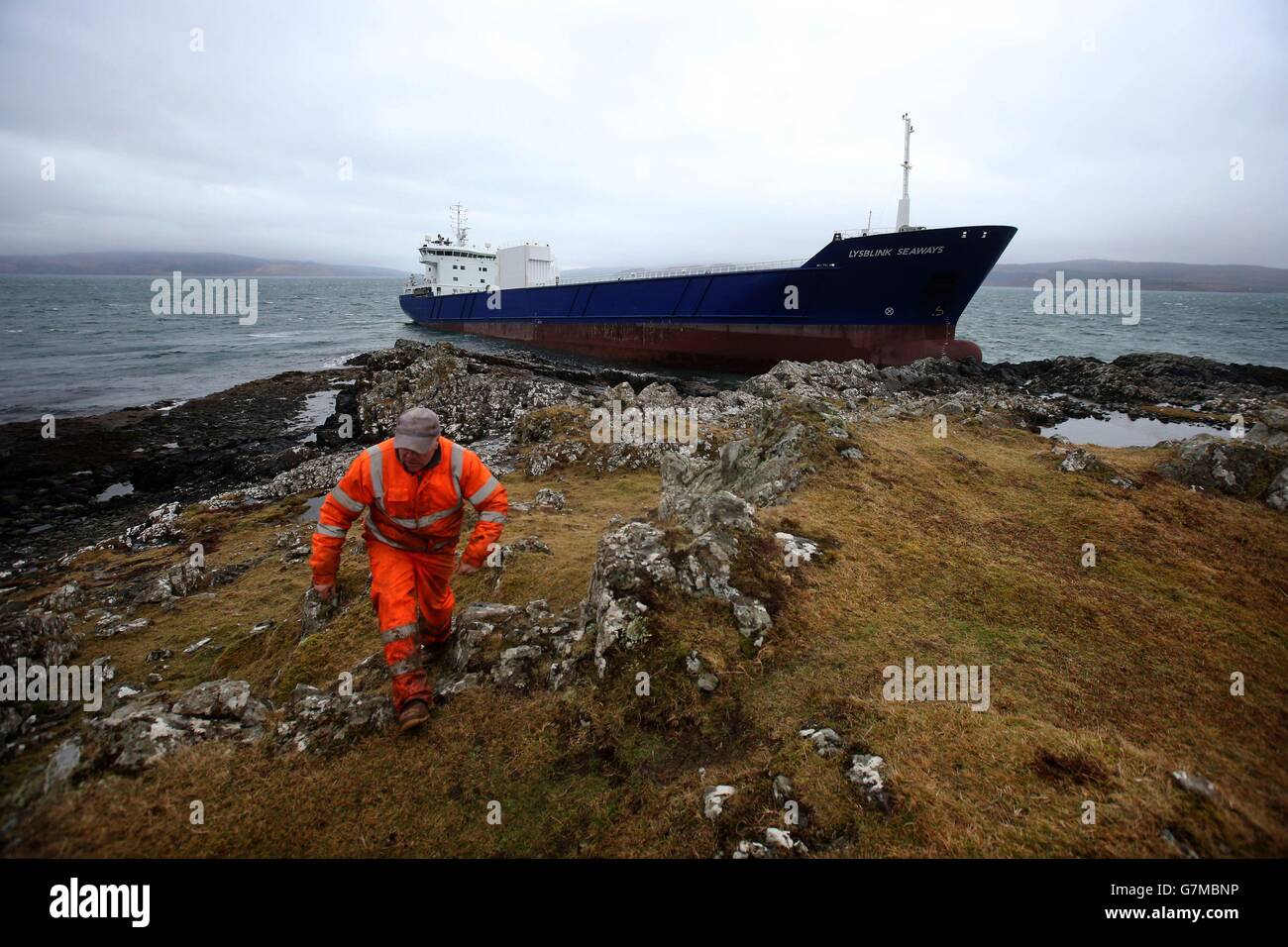 Container ship runs aground Stock Photo - Alamy