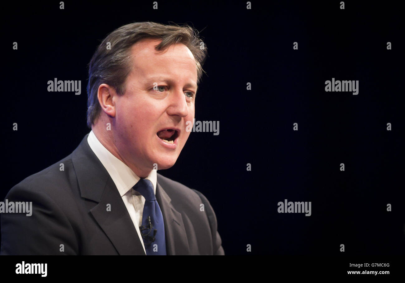 Prime Minister David Cameron speaks at the Scottish Conservative Party ...