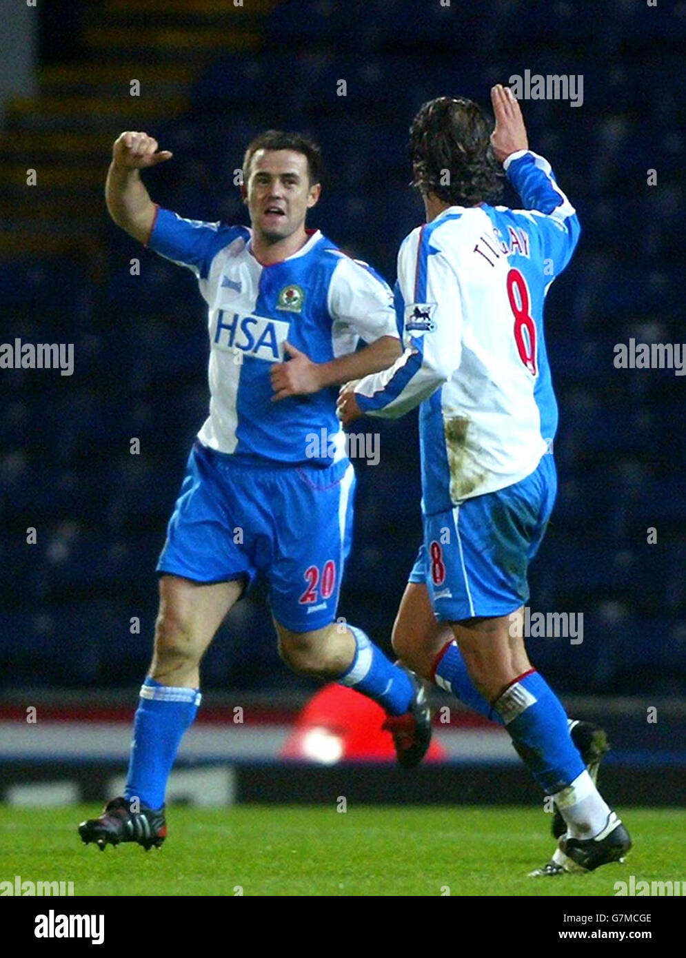 Blackburn Rovers' David Thompson (left) celebrates scoring against ...