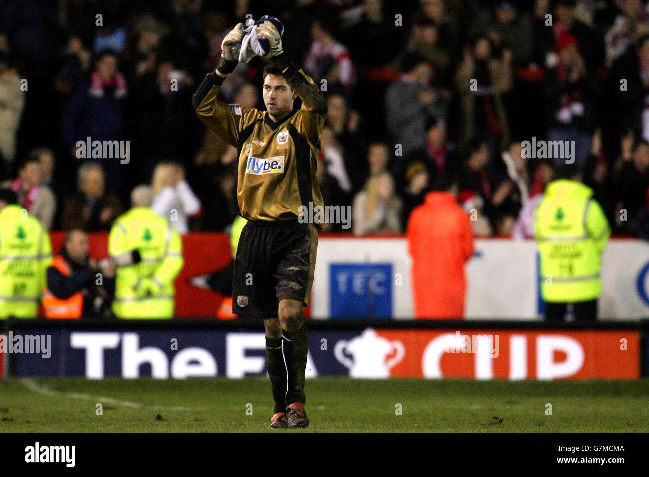 Exeter City's goalkeeper Paul Jones acknowledges the fans after the ...