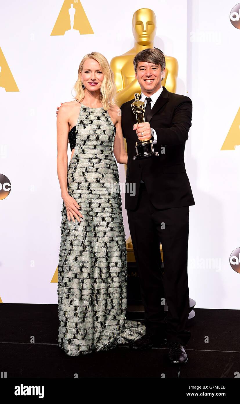 Tom Cross with the Best Editing Award for 'Whiplash', alongside ...