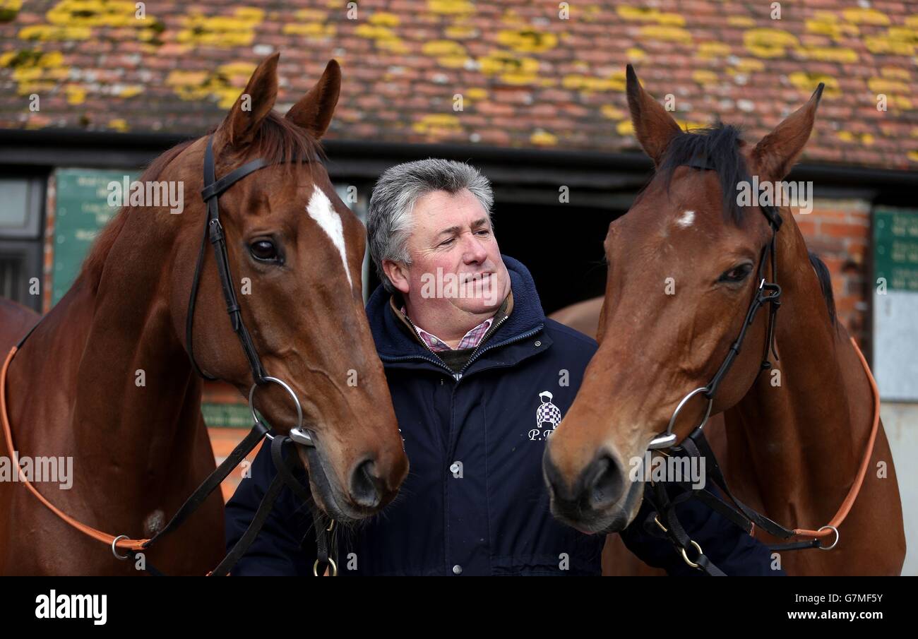 Trainer Paul Nicholls pictured with Silviniaco Conti and Sam Winner ...