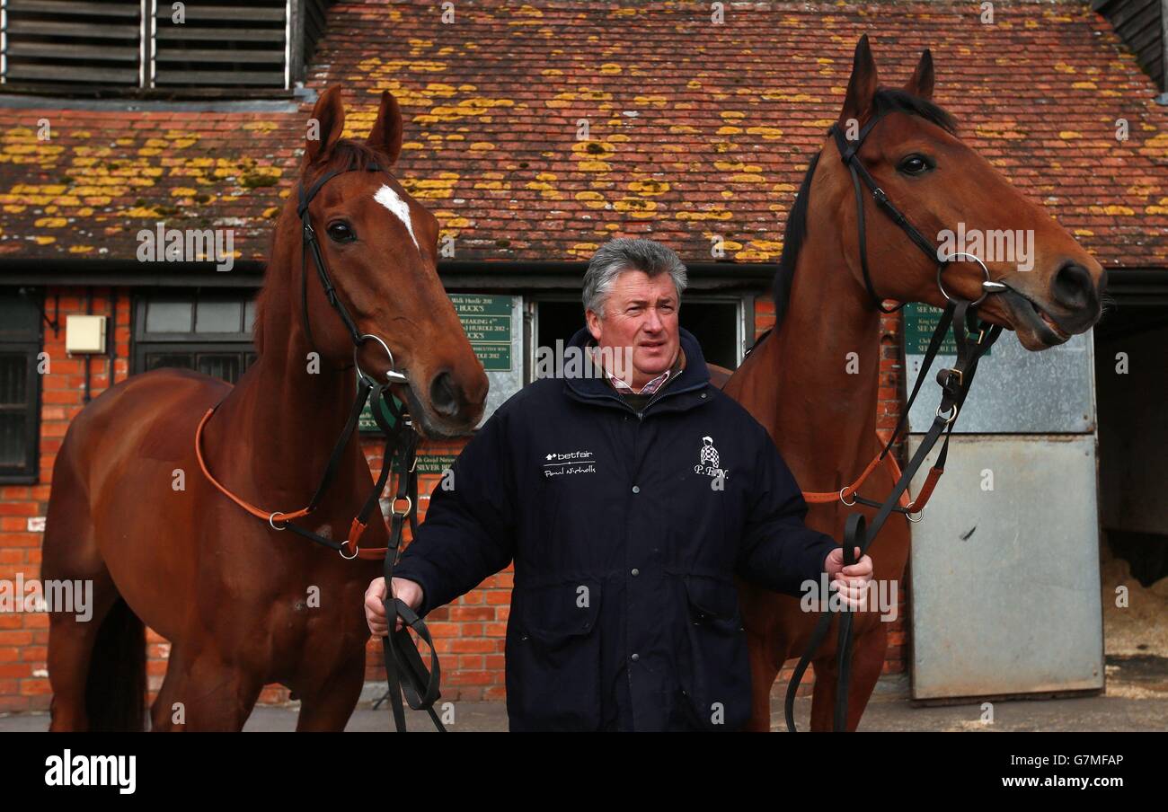 Trainer Paul Nicholls pictured with Silviniaco Conti and Sam Winner ...