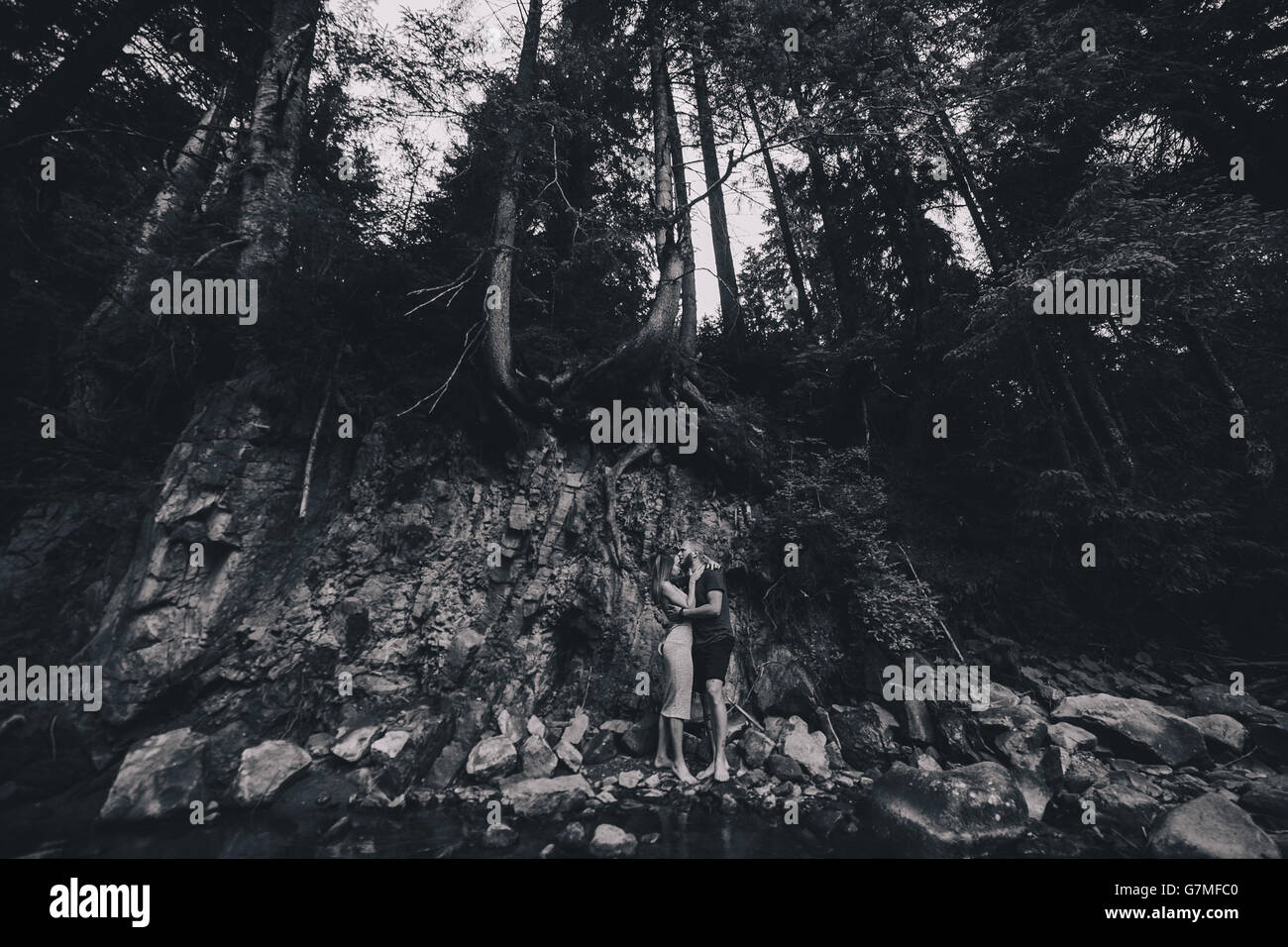 beautiful couple on the background of forest Stock Photo - Alamy