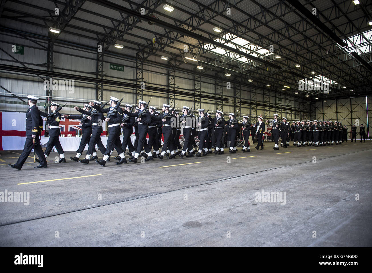 Sailors march off after a 'wings' ceremony attended by the Duke of York ...