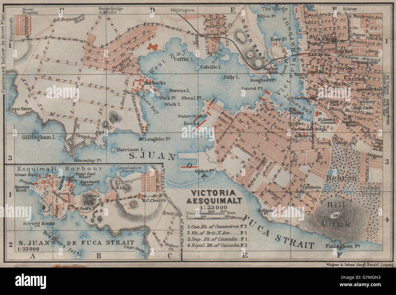 VICTORIA & ESQUIMALT town city plan. Vancouver Island British Columbia ...