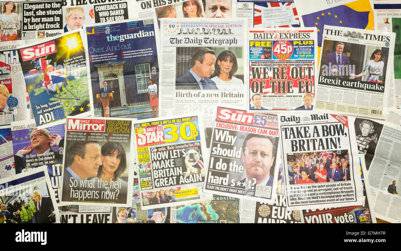 British newspaper front pages reporting Prime Minister David Cameron ...