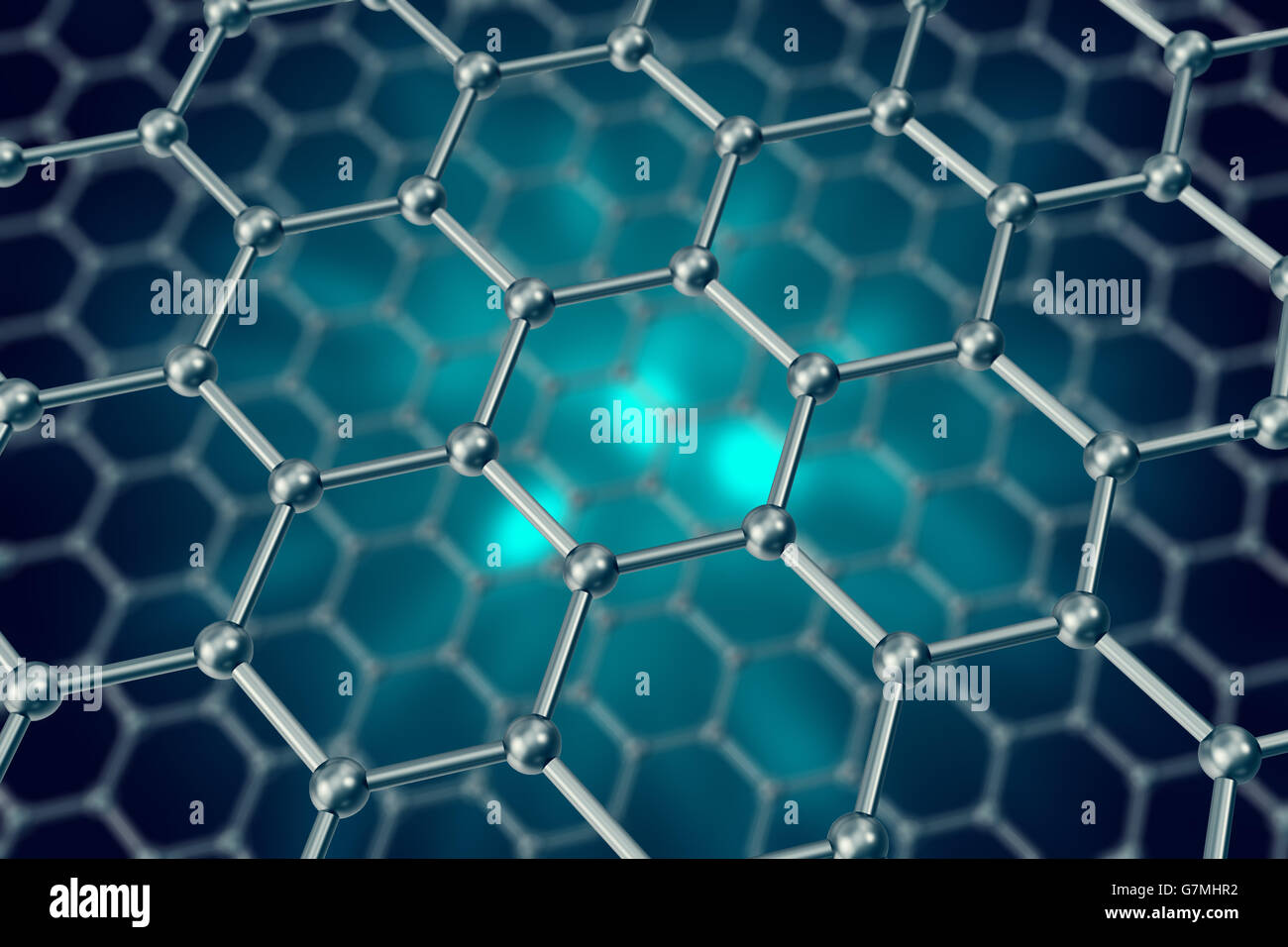 The model structure of graphene sheets on a blue background 3d ...