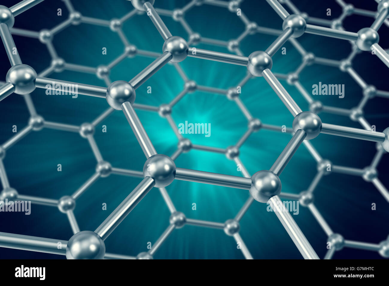 The model structure of graphene sheets on a blue background 3d ...