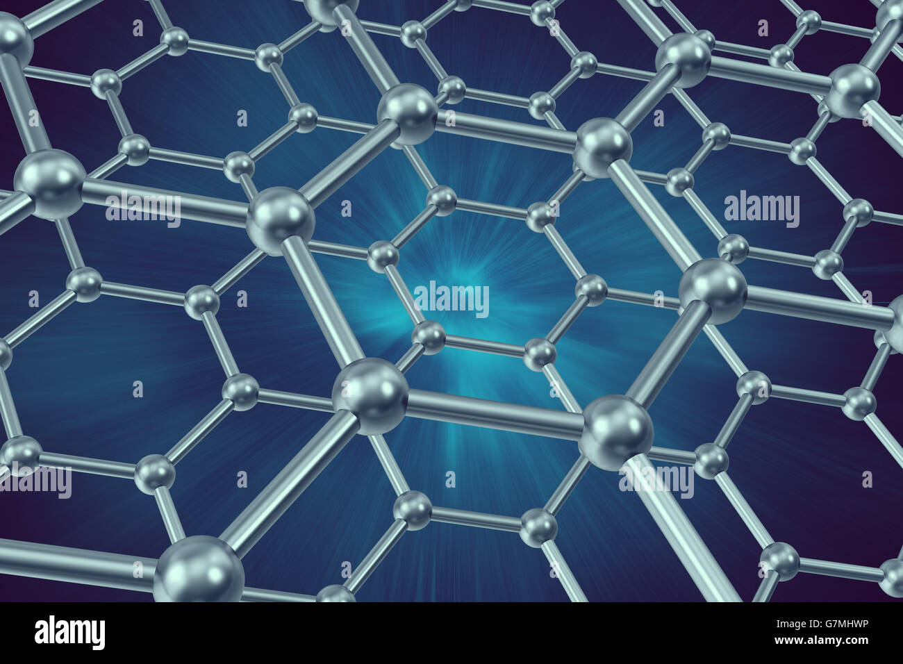 The model structure of graphene sheets on a blue background 3d ...