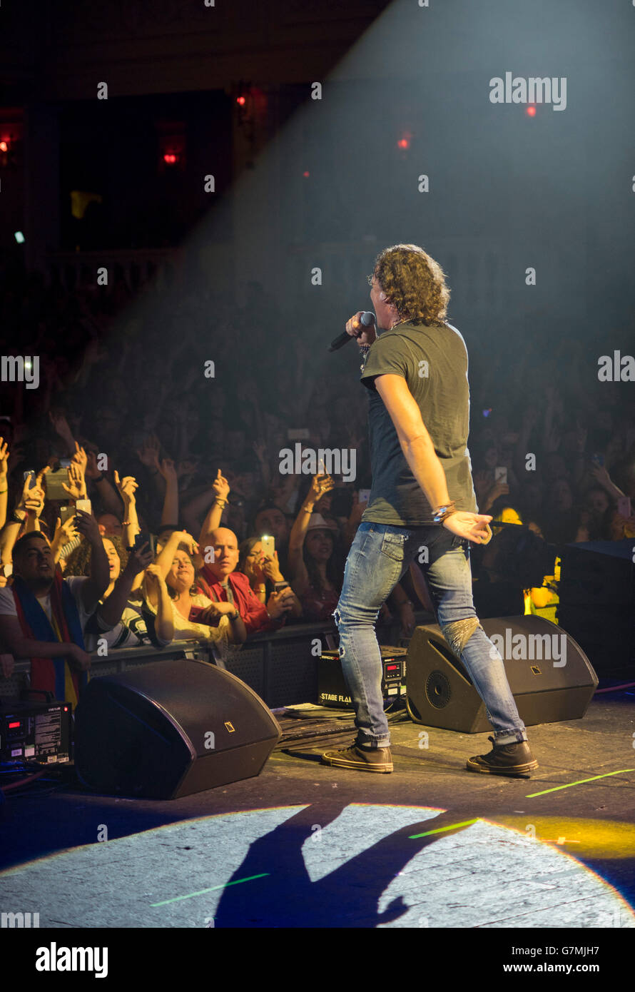 Colombian Salsa and Vallenato singer Carlos Vives performing at the O2 ...