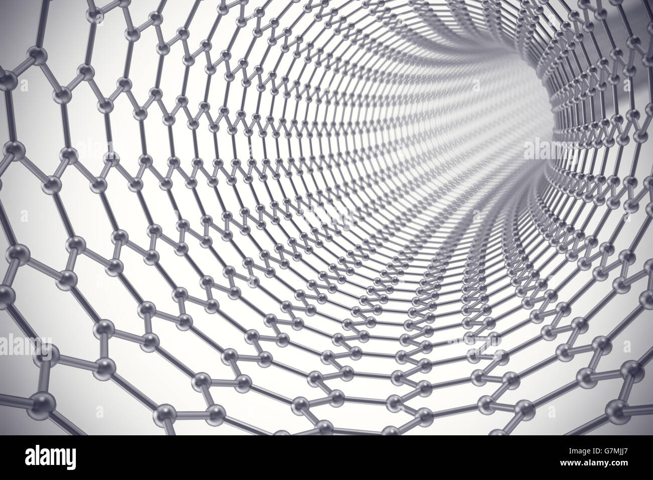 The structure of the graphene tube of nanotechnology 3d illustration ...
