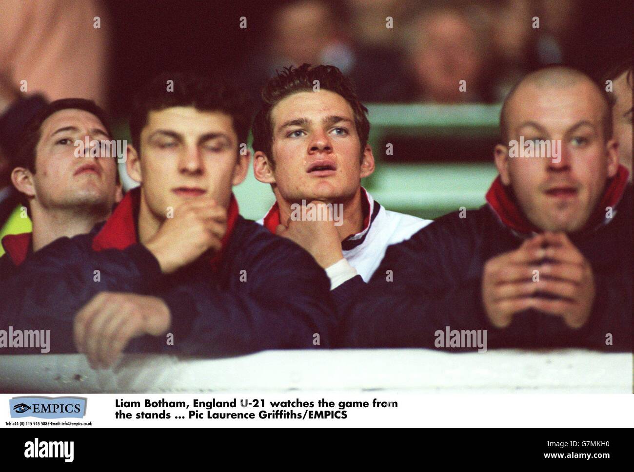 Liam Botham, England U-21 watches the game from the stands Stock Photo ...