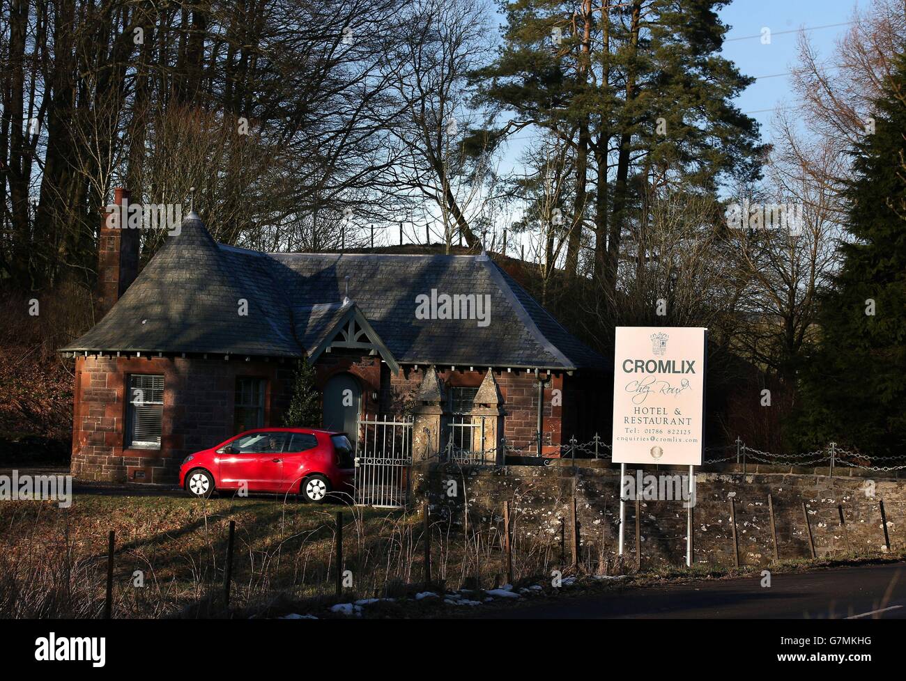 The entrance to the Cromlix House Hotel at Kinbuck near Dunblane after ...