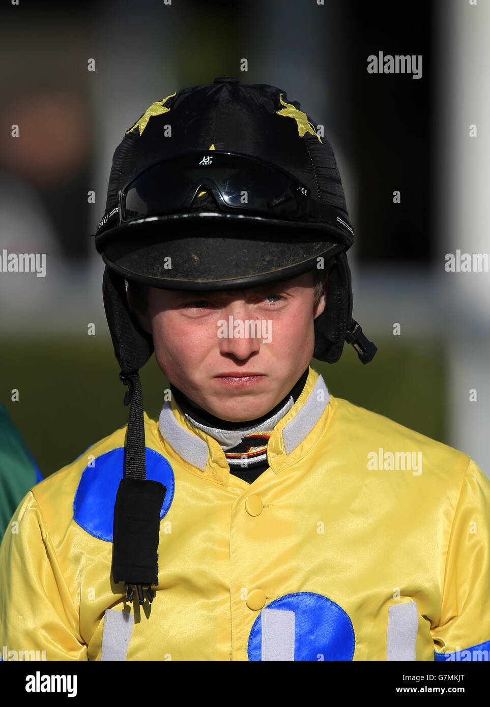 Jockey Freddie Mitchell at Kempton Park Racecourse, Surrey Stock Photo ...