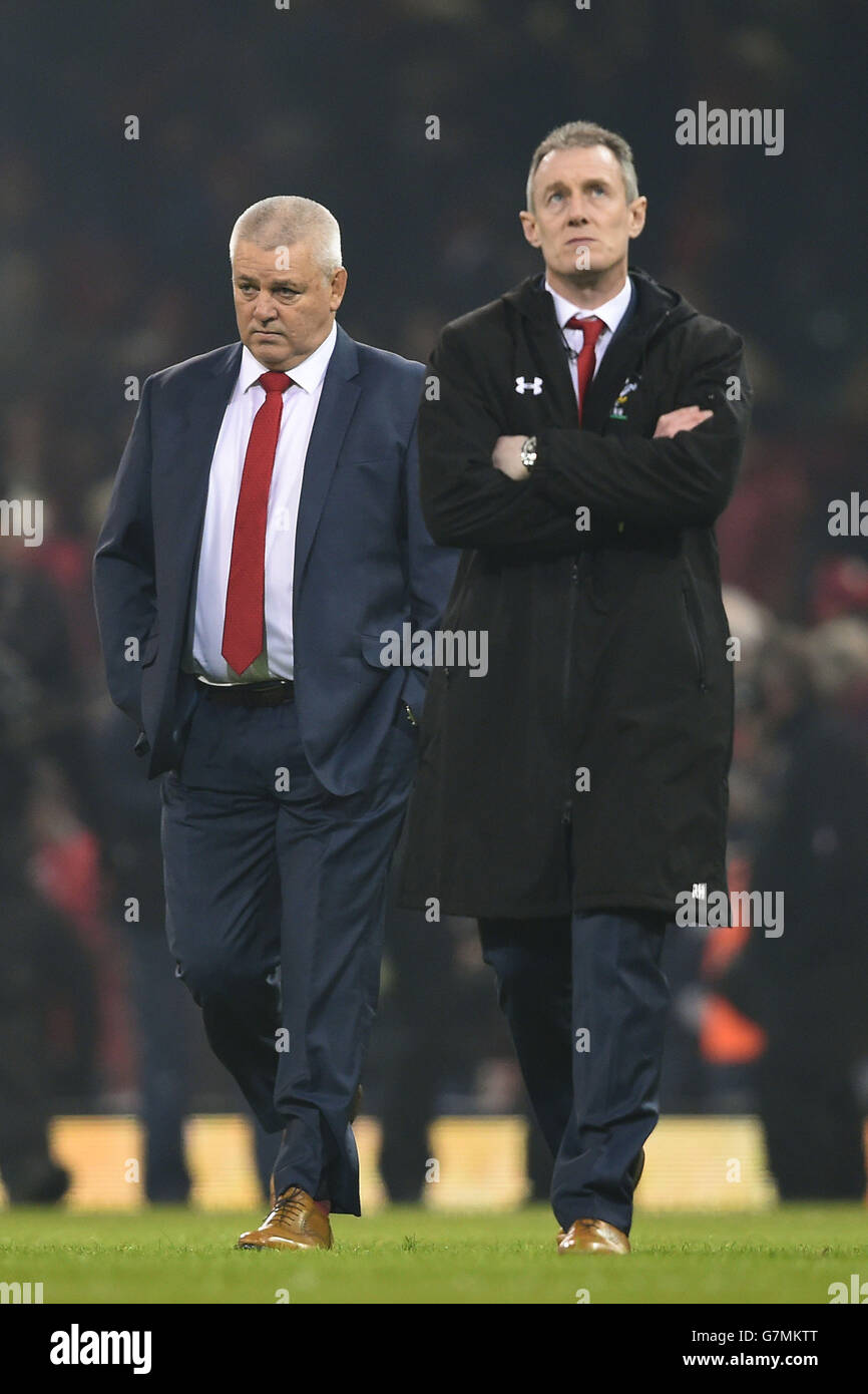 Wales head coach Warren Gatland (left) and assistant coach Rob Howley (right) before the RBS 6 ...