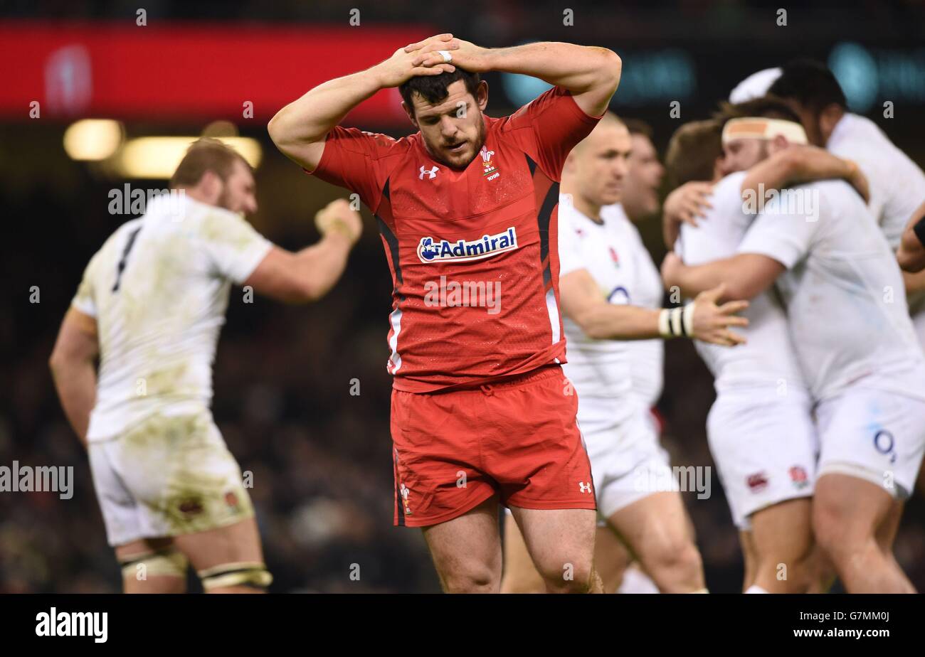 Wales' Aaron Jarvis stands dejected during the RBS 6 Nations match at ...