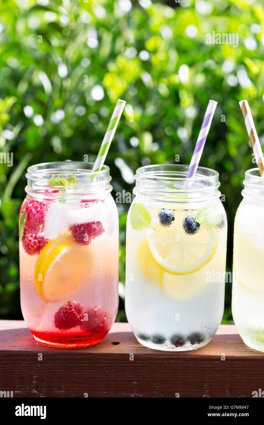 Variety of lemonade in jars Stock Photo - Alamy