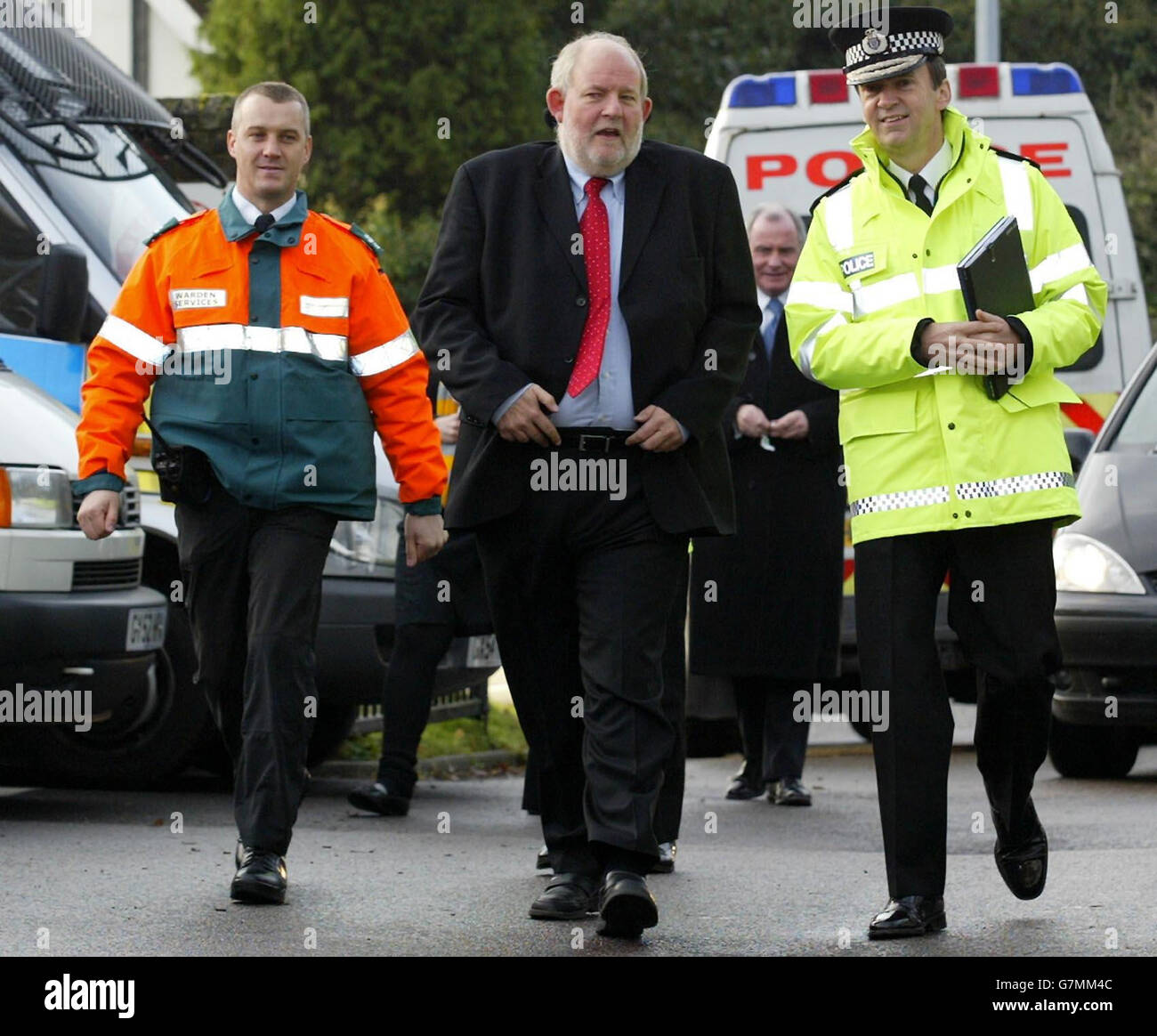 Charles Clarke (centre), with Sussex Police Chief Constable Ken Jones ...