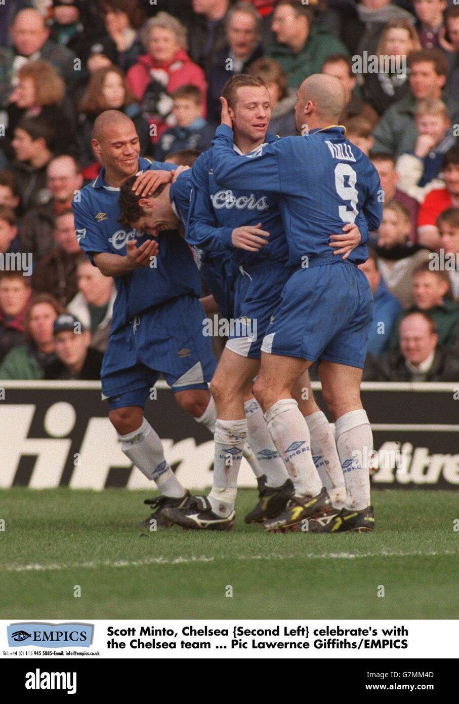 Scott Minto, Chelsea {Second Left} celebrate's with the Chelsea team ...