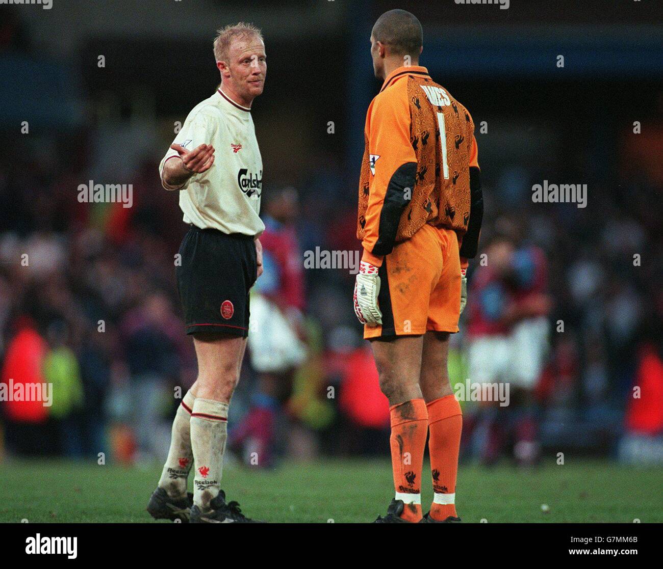 Liverpool players, Mark Wright and David James have a discussion Stock ...