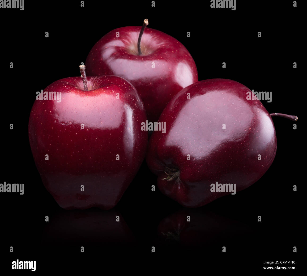 red apples on the black background Stock Photo - Alamy