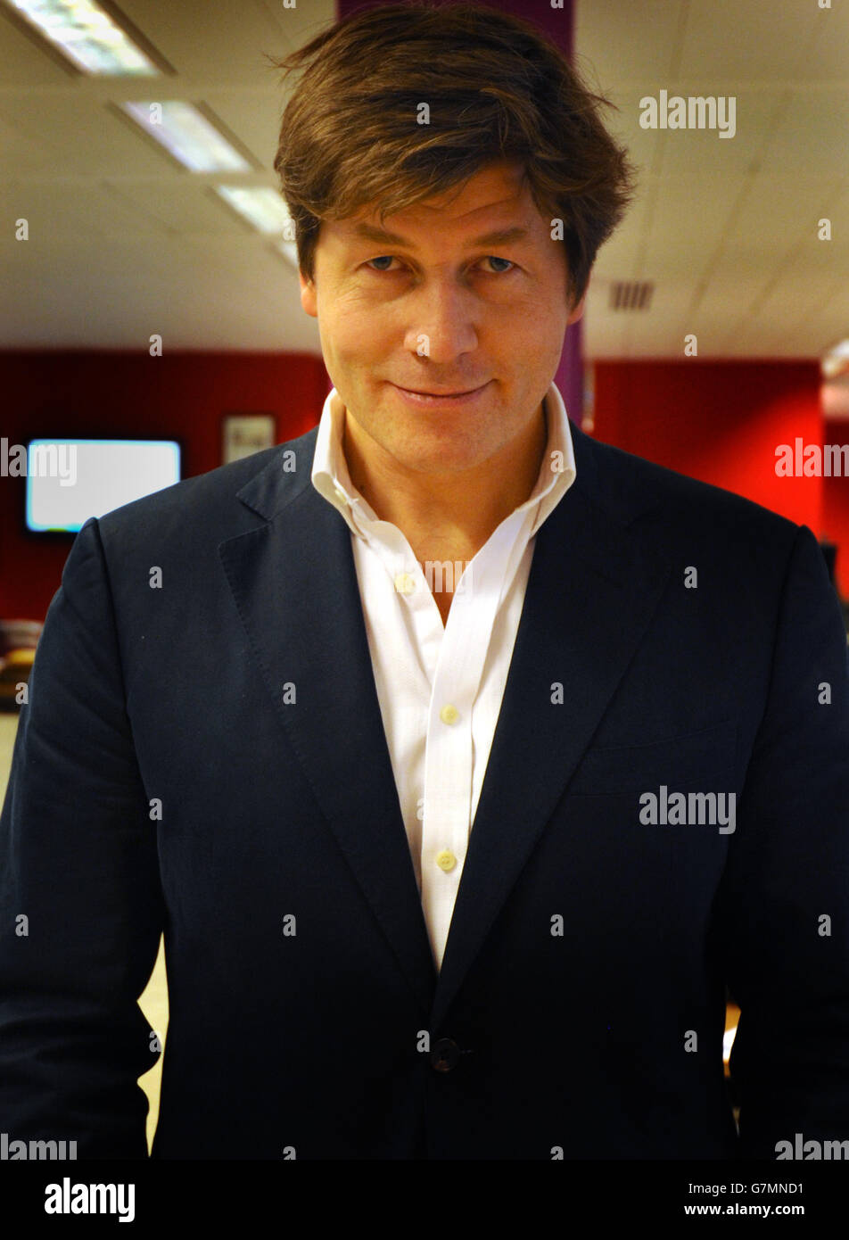 Leo Johnson visits the Press Association VBR office in London Stock ...