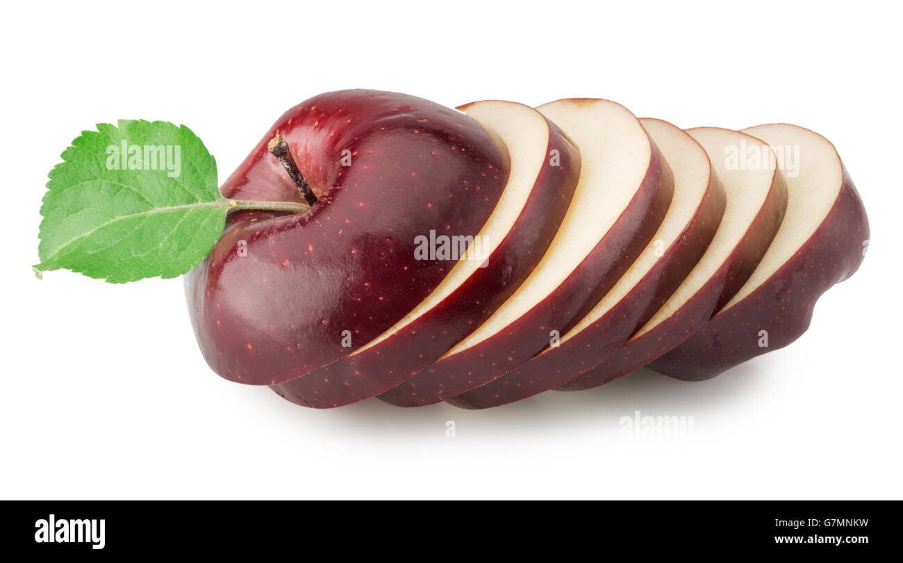 cut red apples isolated on the white background Stock Photo - Alamy