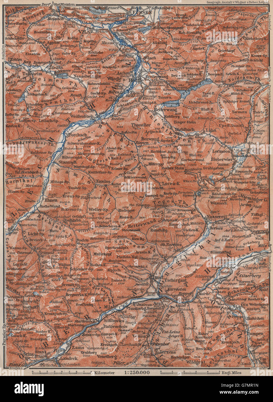 LECHQUELLENGEBIRGE range. Reutte Imst Füssen Lechtal Oberinntal karte ...