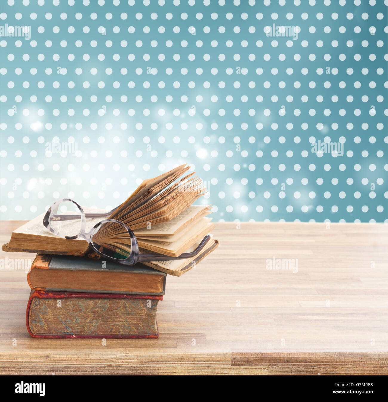 Books and glasses Stock Photo - Alamy