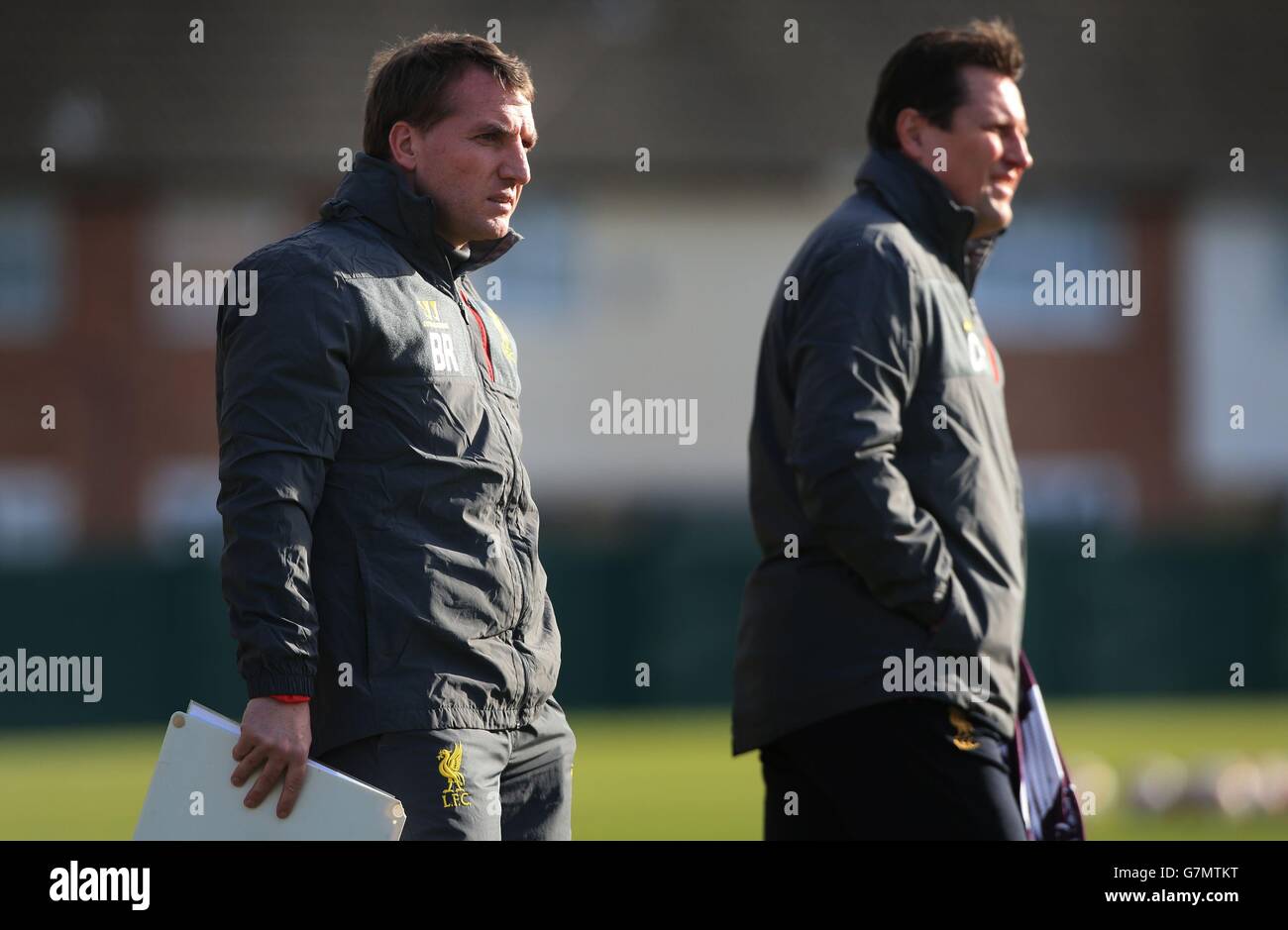 Liverpool manager Brendan Rodgers with coach Colin Pascoe (right ...