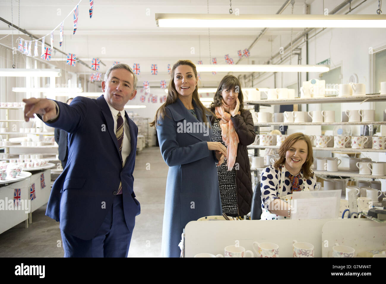 The Duchess of Cambridge, talks with Emma Bridgewater and her husband ...