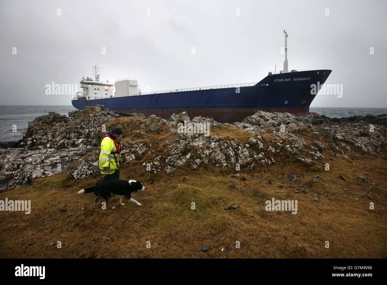 Container ship runs aground Stock Photo - Alamy