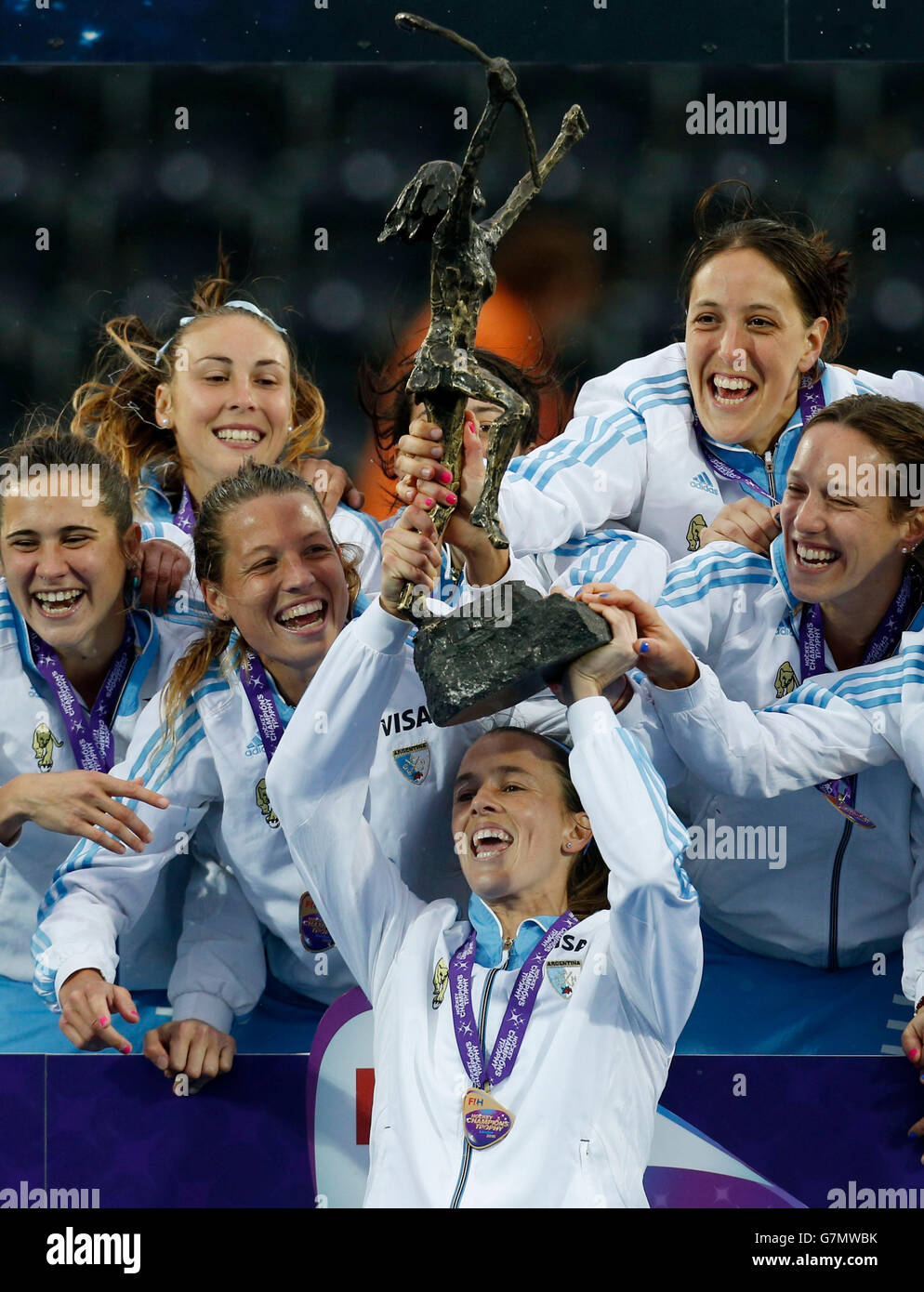 Argentina's Carla Rebecchi celebrates with the trophy after winning the ...