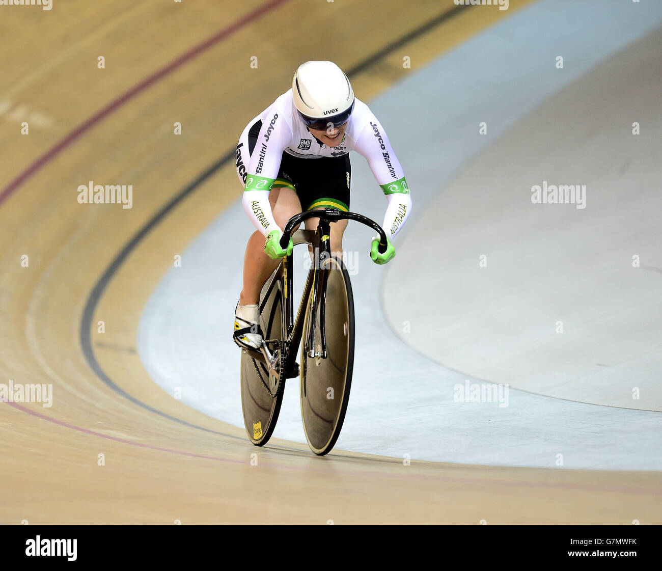 Womens team sprint qualifying anna meares velodrome hi-res stock ...