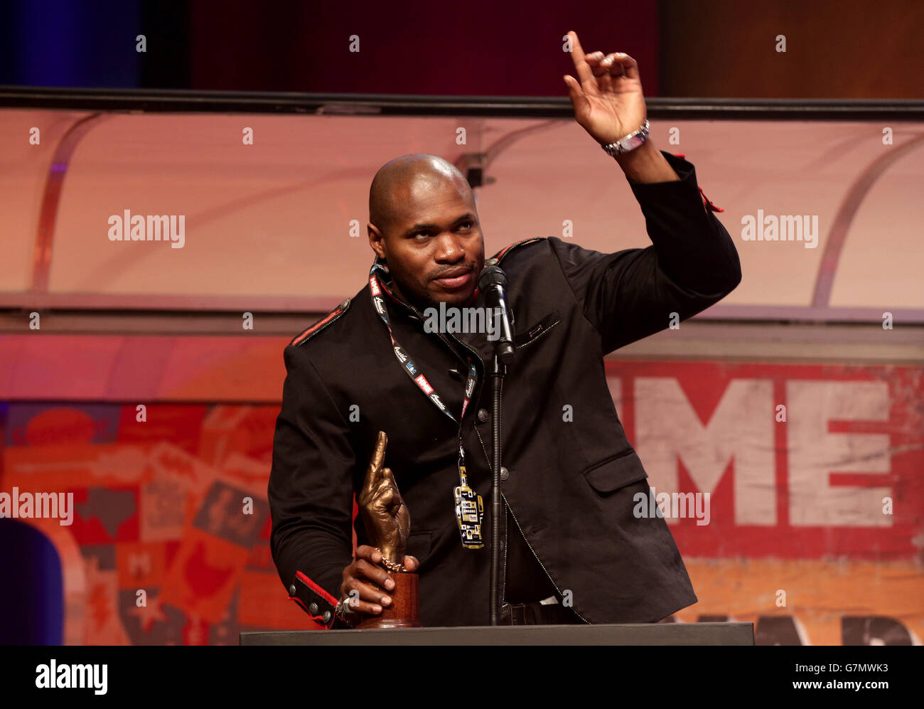 Dean Blunt collects the Phillip Hall Radar Award on stage during the ...