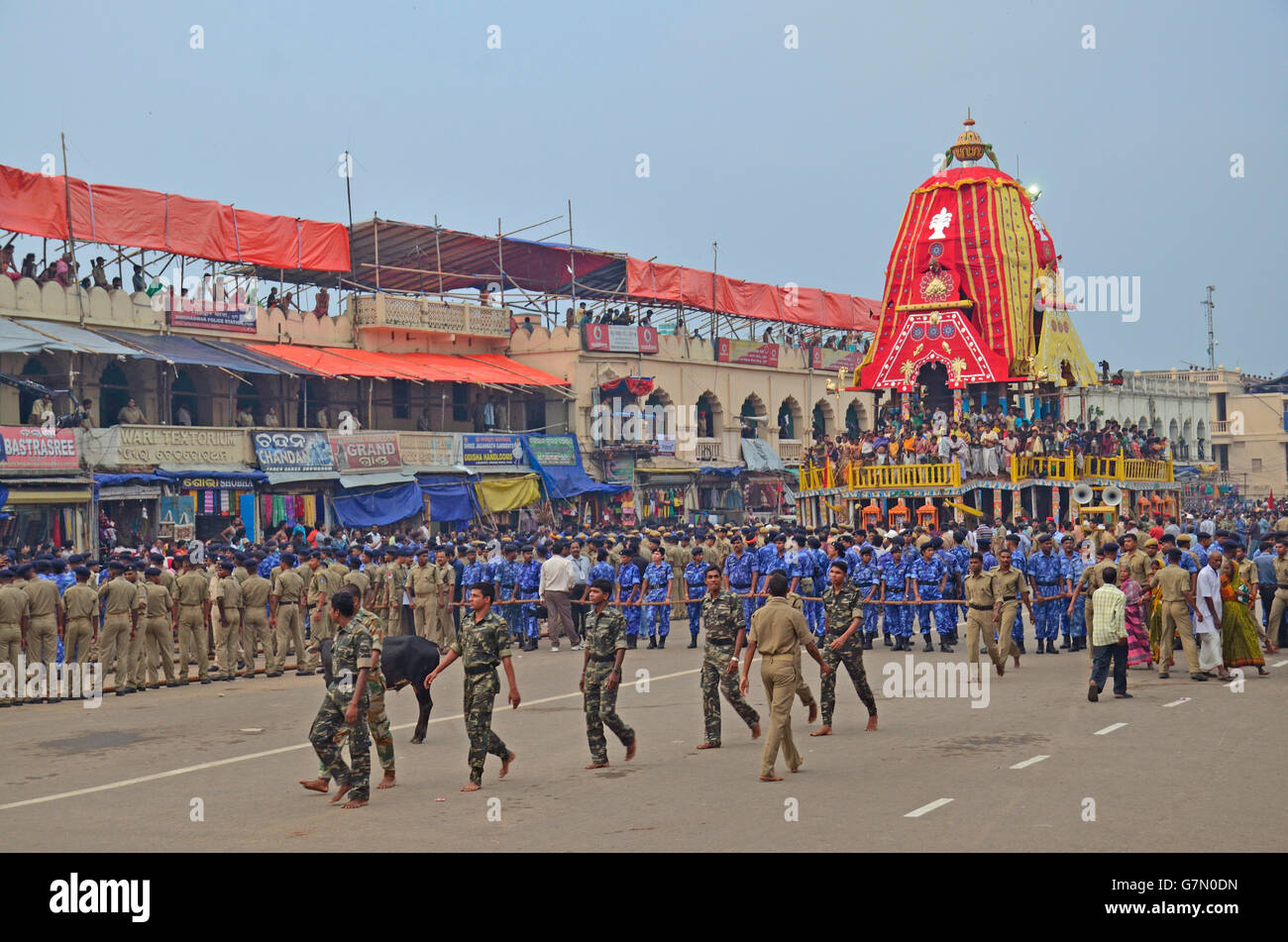 Rathyatra or Chariot festival, with Jagannatha Temple at background ...