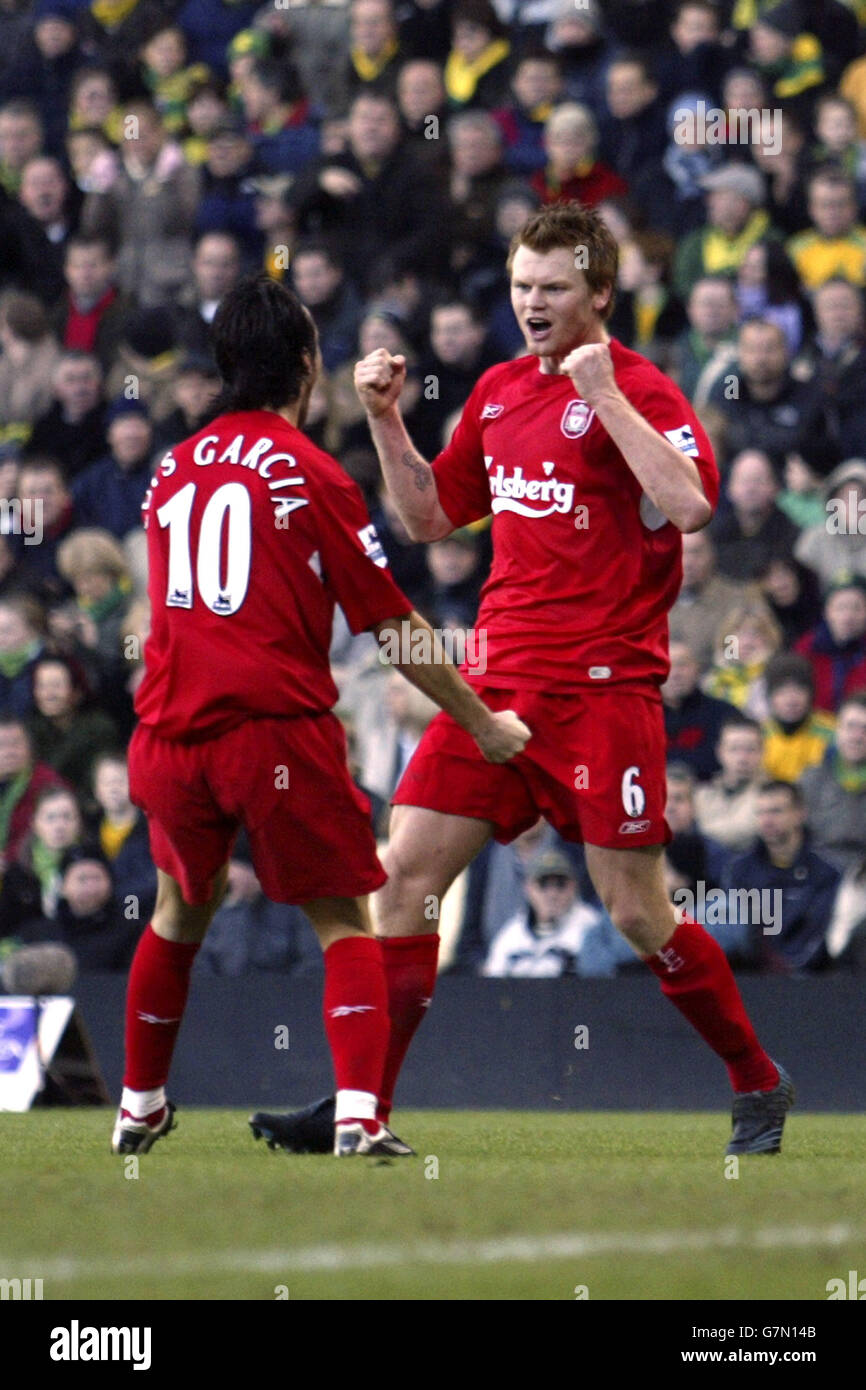 John Arne Riise celebrates after scoring Liverpool's second goal with ...