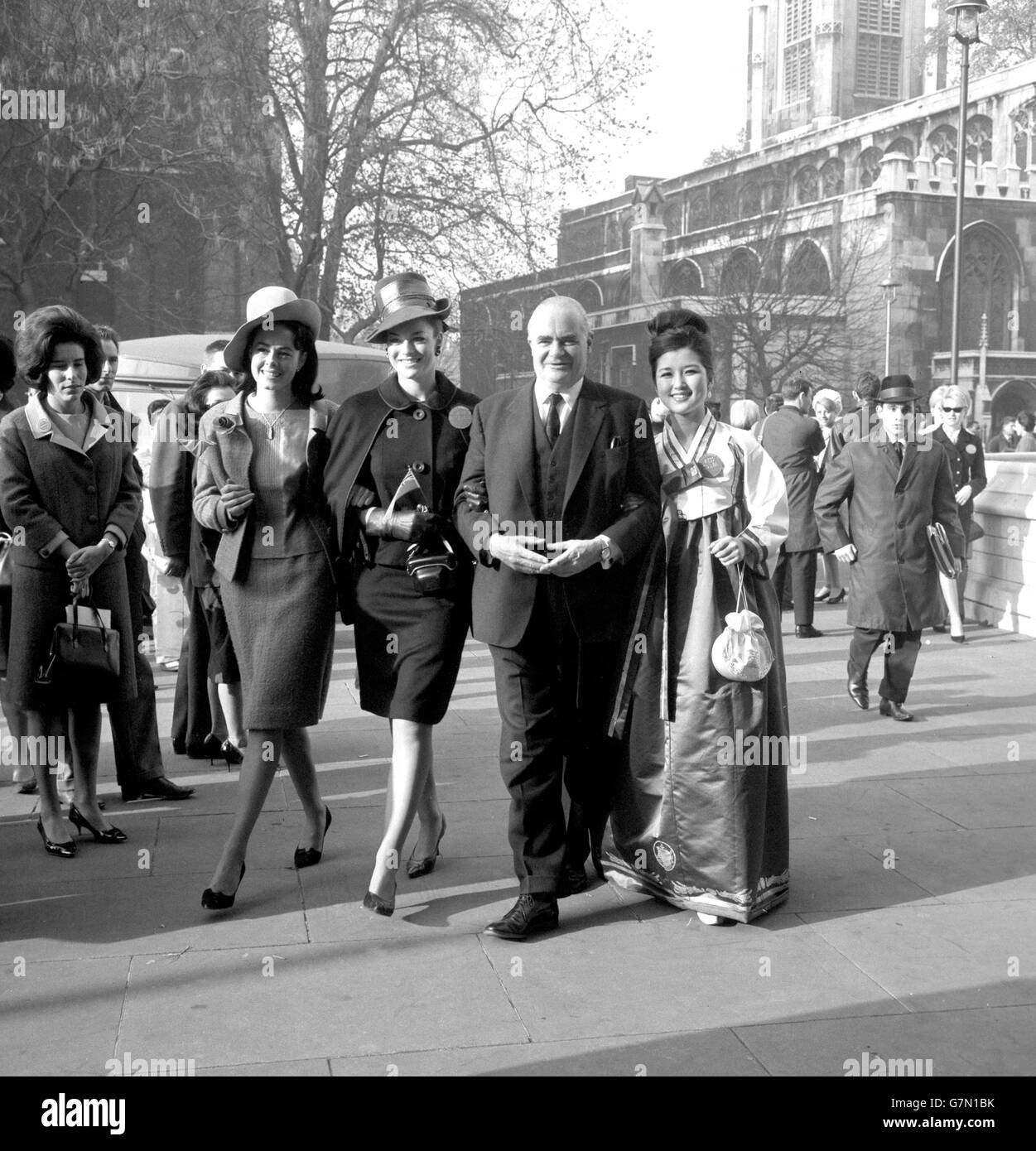 Sir Herbert Butcher MP meets Miss World competitors as they pay a visit ...