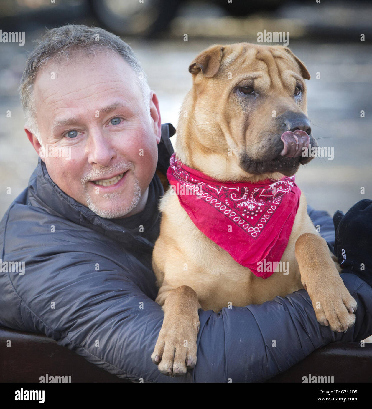 NOTE ALTERNATE CROP Kai the dog with his new owner Ian Russell at a ...