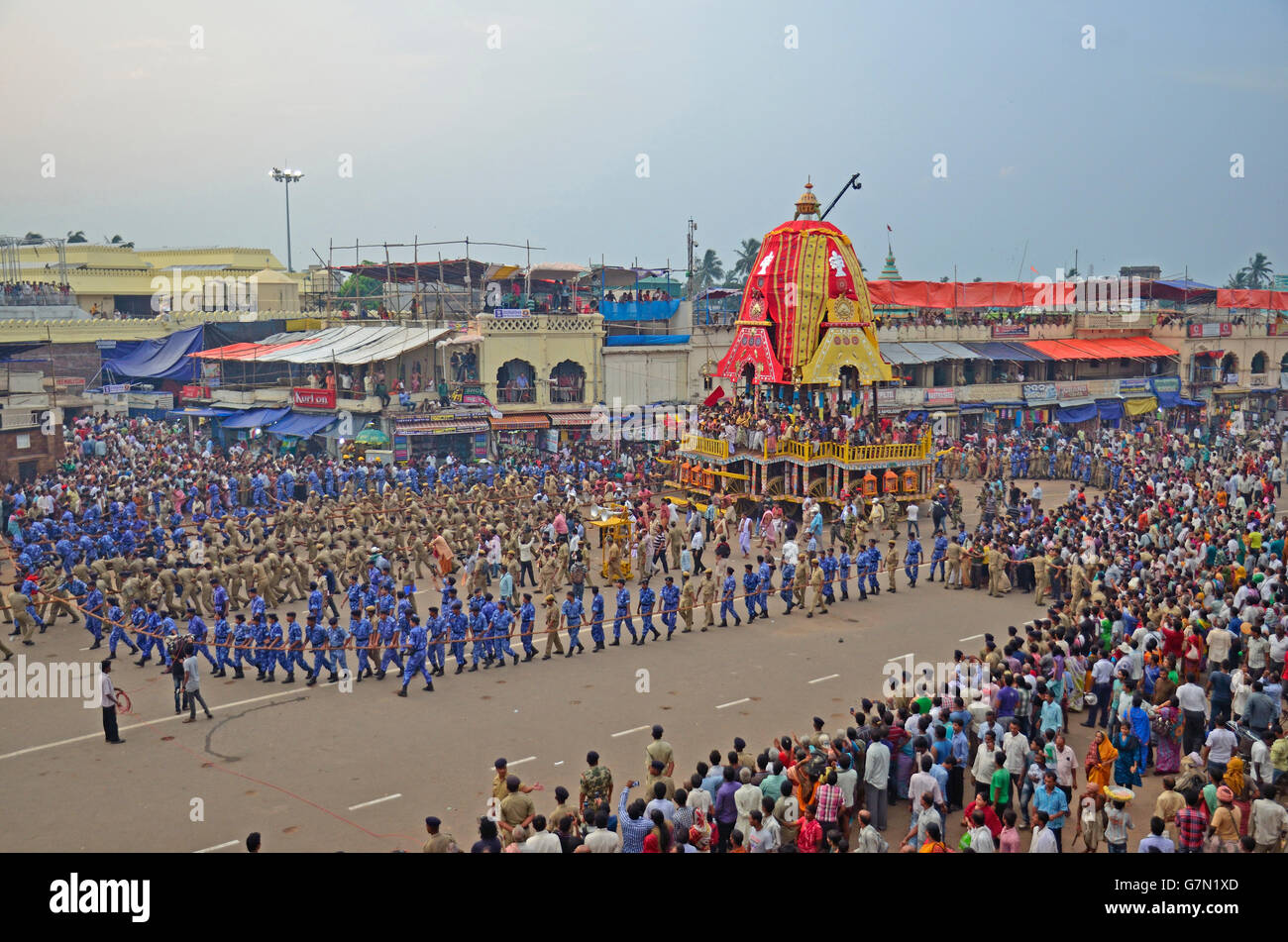 Rathyatra or Chariot festival, with Jagannatha Temple at background ...