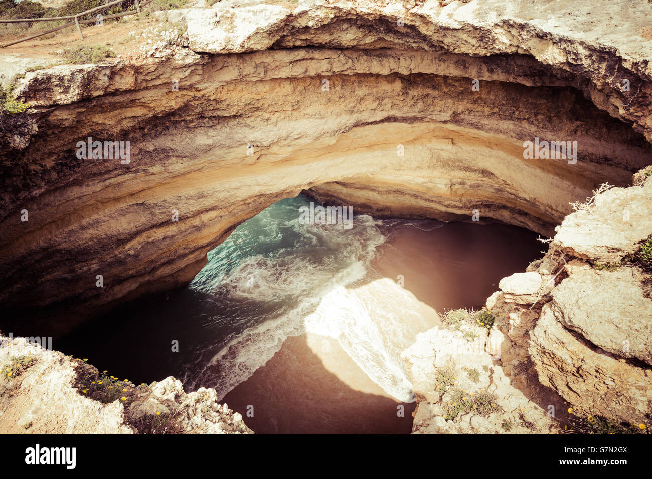 Praia de Benagil beach on atlantic coast, Algarve, Portugal Stock Photo ...