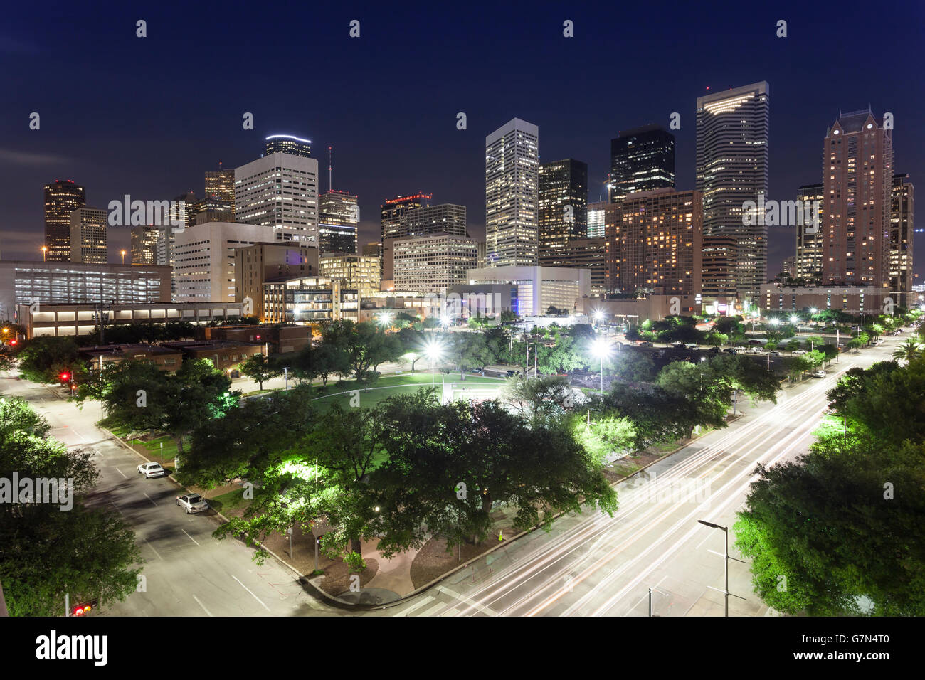 Houston downtown at night hi-res stock photography and images - Alamy