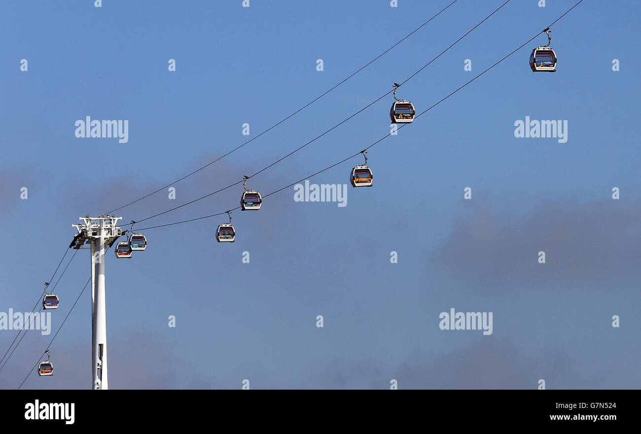 The Emirates Air Line cable car terminal on the north Greenwich ...