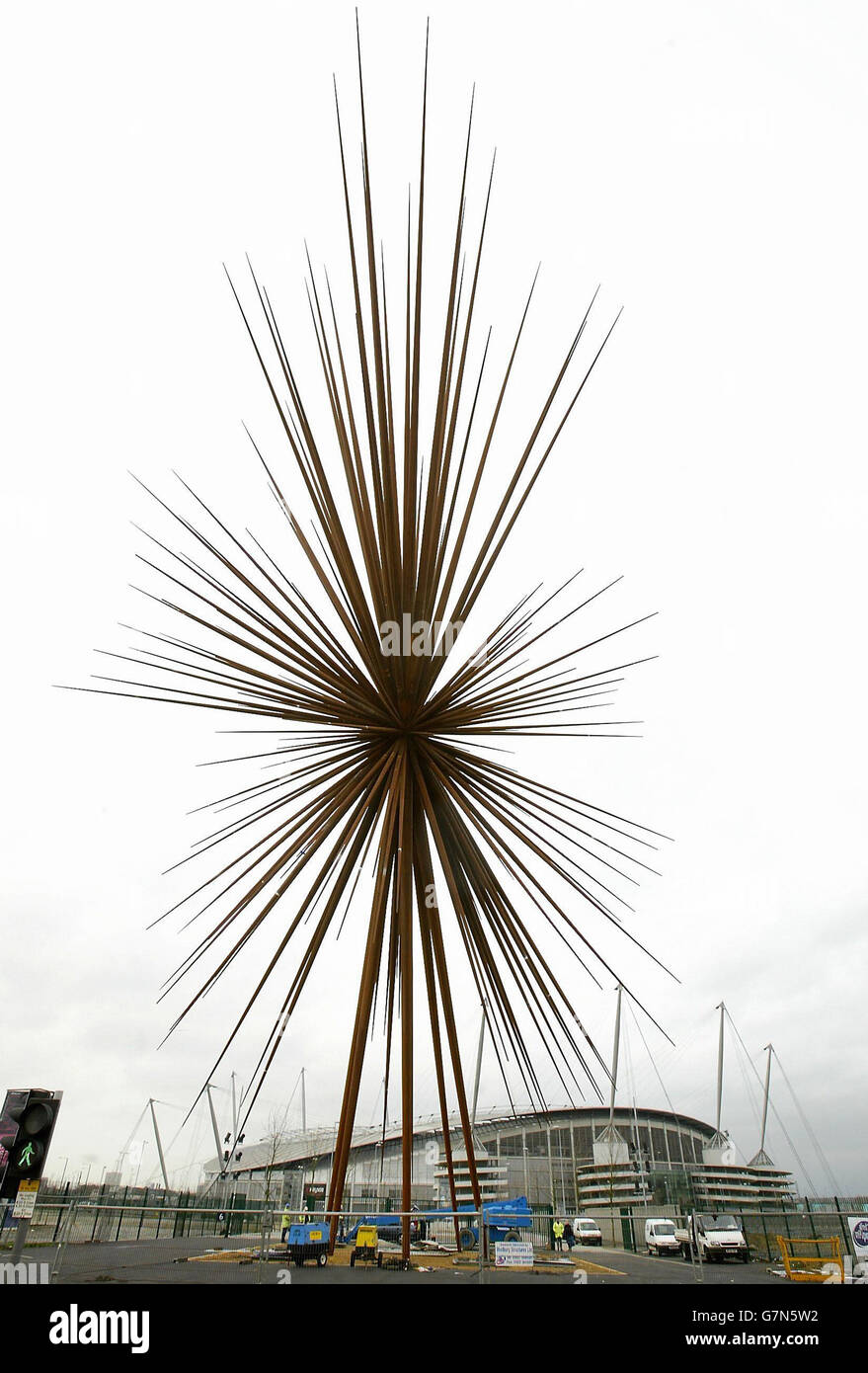 The B of the Bang Sculpture - City of Manchester Stadium Stock Photo ...
